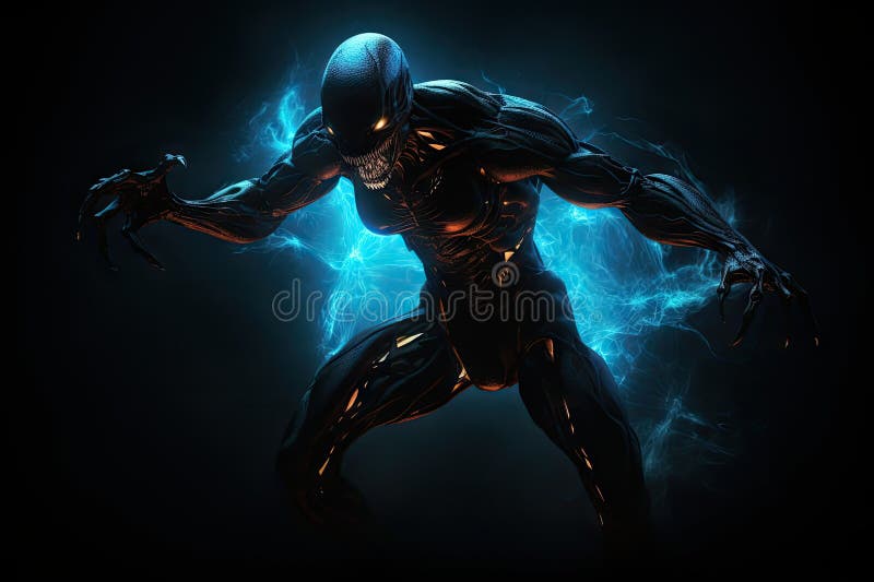 Menacing Alien Monster in Action Pose with Dramatic Dark Background.by ...