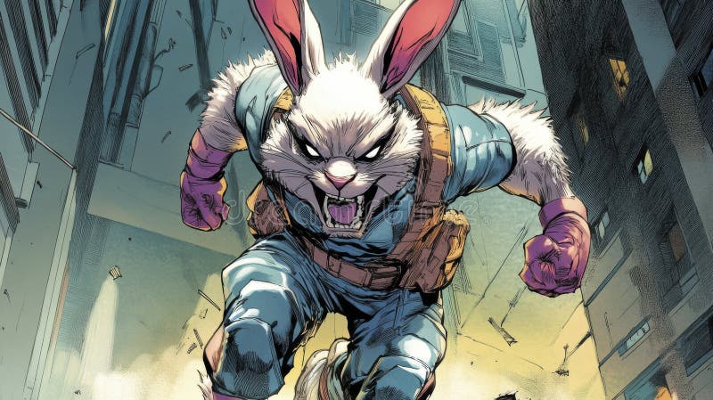 Menacing Anthropomorphic Rabbit in Gritty Urban Environment Stock ...