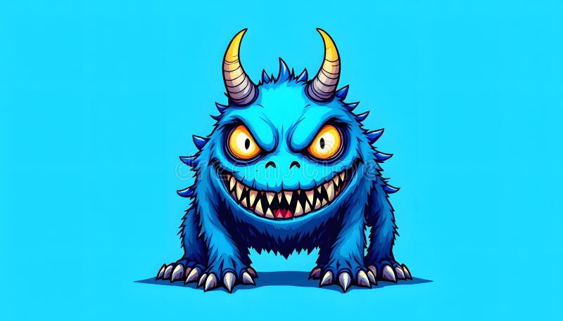 Menacing Blue Monster Illustration Stock Illustration - Illustration of ...