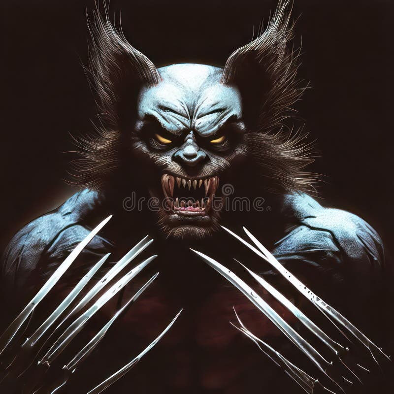 Menacing Character with Long Claws and an Open Mouth, Revealing Sharp ...