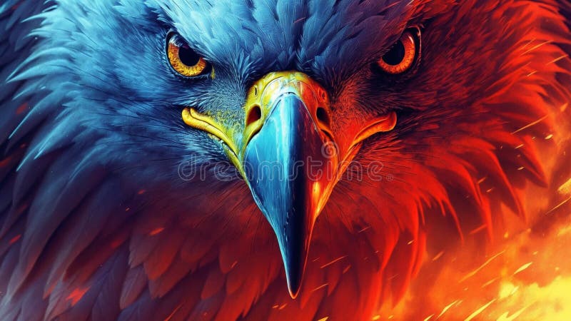 A menacing colorful eagle stock illustration. Illustration of blue ...