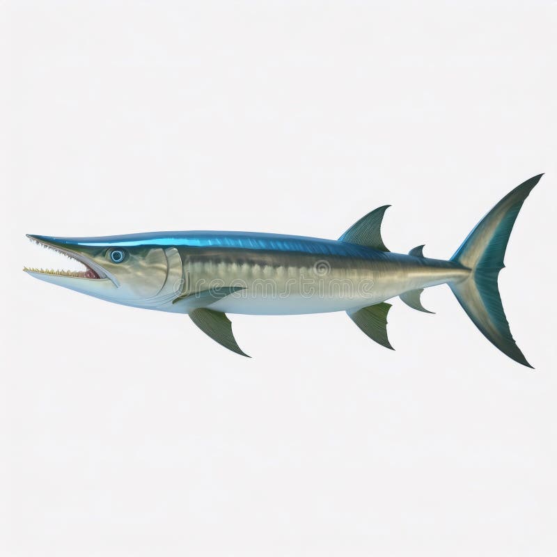 Menacing 3D Barracuda Rendering, Sharp Teeth Exposed, White Background ...