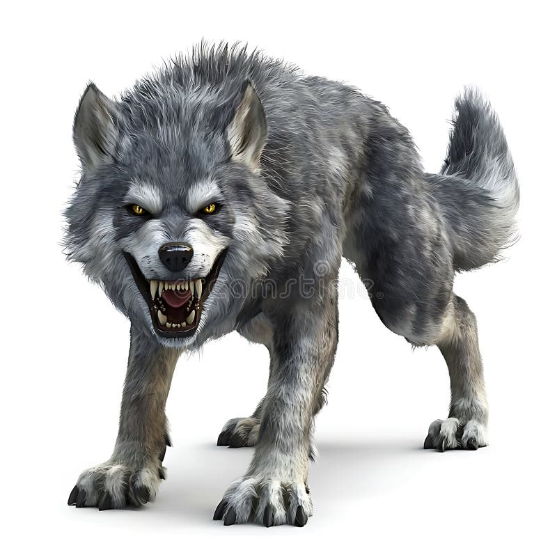 A Menacing Grey Wolf Illustration Snarling and Ready To Attack a ...