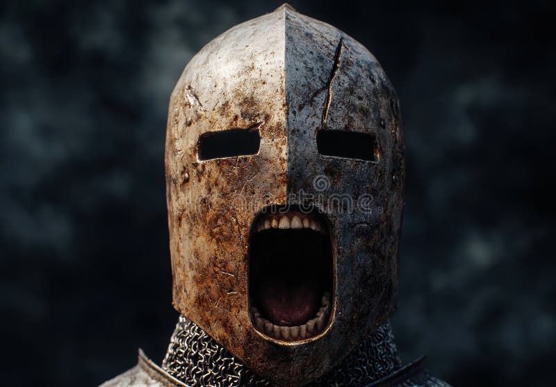 Menacing Medieval Knight Helmet Stock Illustration - Illustration of ...