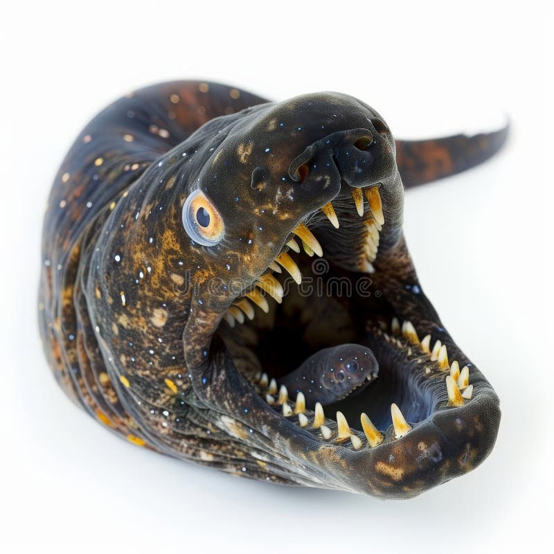 A Menacing Moray Eel with Sharp Teeth, Isolated on White Background Ai ...