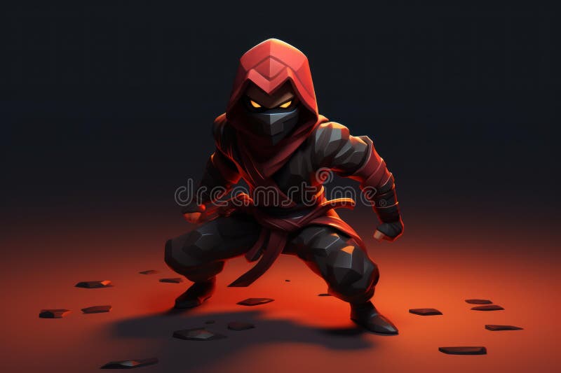 Stealthy Ninja Warrior in Action Pose Stock Illustration - Illustration ...