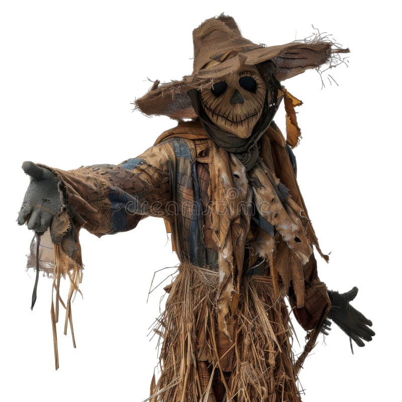 A Menacing Scarecrow with a Tattered Brown Hat and a Sinister Smile ...
