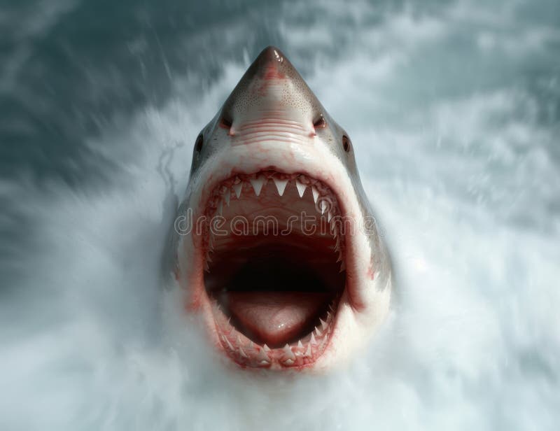Menacing Shark with Open Jaws Stock Illustration - Illustration of ...