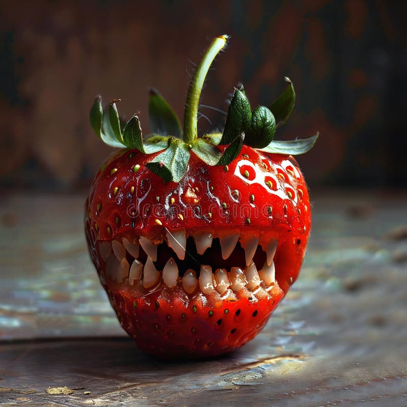 A Menacing Strawberry with Sharp, Jagged Teeth. Stock Photo - Image of ...