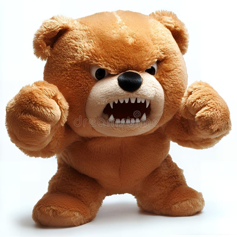 A Menacing Teddy Bear with Sharp Teeth Stands Ready To Attack Stock ...