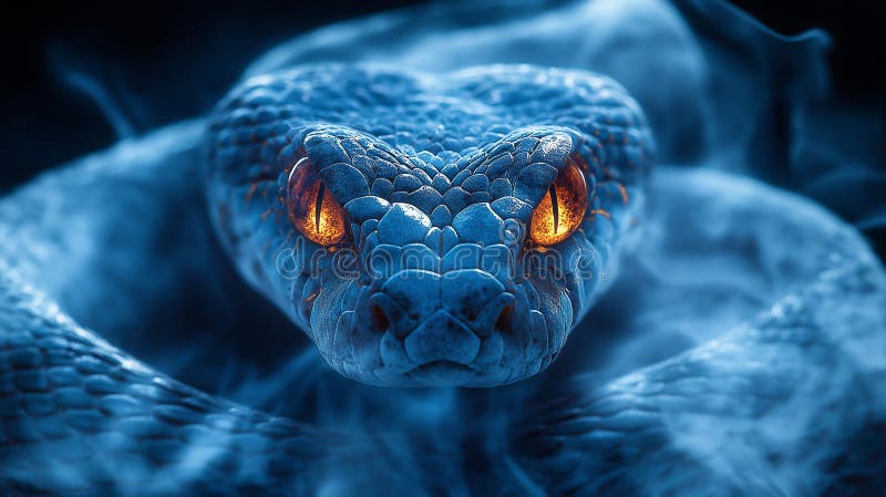 A Menacing View of a Snake S Head, Illuminated by Faint, Cold Light ...