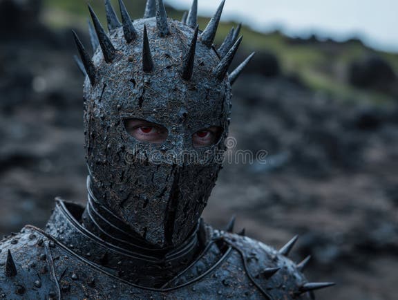 Menacing Warrior in Spiked Armor Stock Illustration - Illustration of ...