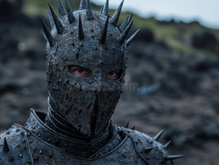 Menacing Warrior in Spiked Armor Stock Illustration - Illustration of ...