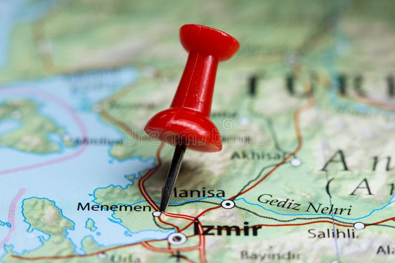 Menemen, Turkey pin on map stock image. Image of destination - 372923207