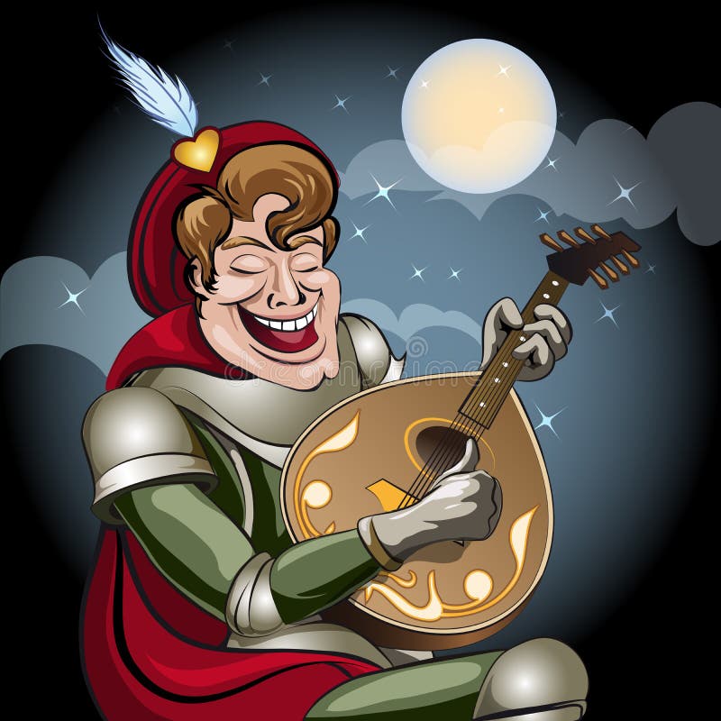 Menestrello con liuto illustrazione vettoriale. Illustrazione di ...