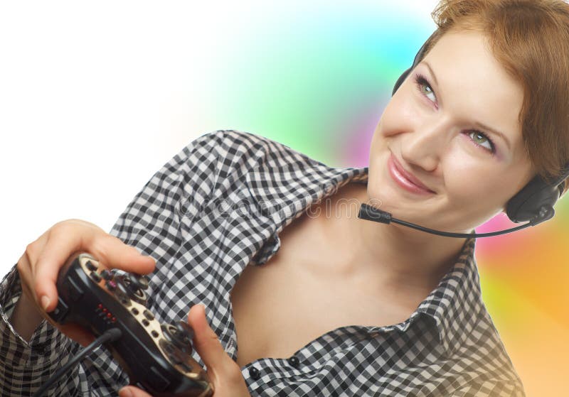 Menina de Gamer foto de stock. Imagem de controlador - 15361794