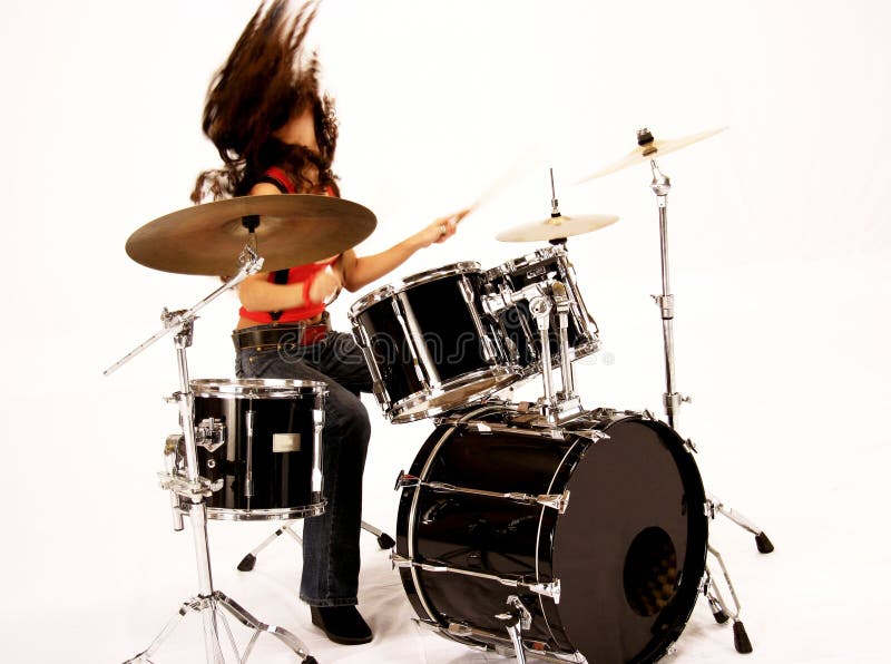 Menina do baterista foto de stock. Imagem de executor - 1369206
