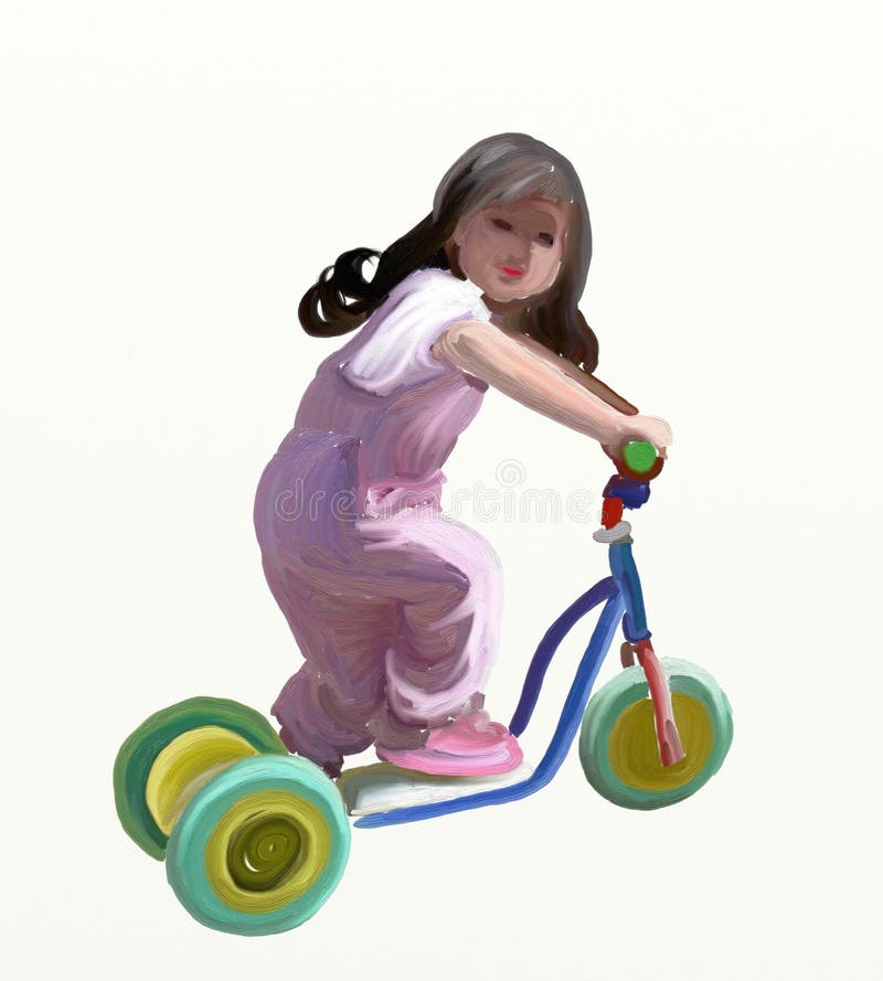 Menina do "trotinette" ilustração stock. Ilustração de kindergarten ...