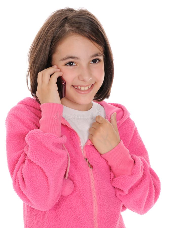 A Menina, Falando No Telefone Foto de Stock - Imagem de branco ...