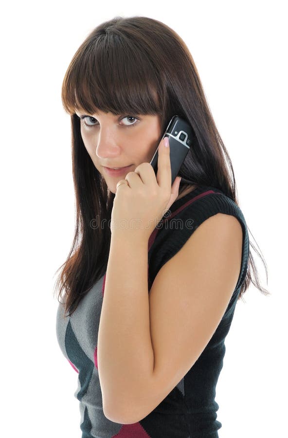 A Menina, Falando No Telefone Foto de Stock - Imagem de adulto, sério ...