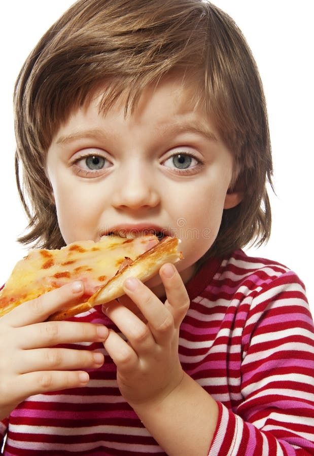 Menina que come a pizza foto de stock. Imagem de lanche - 17966184
