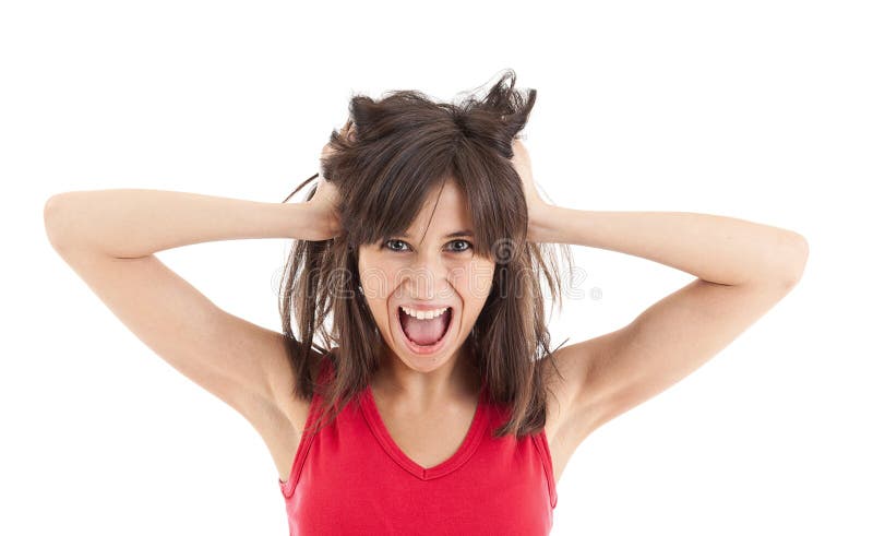 Menina que grita imagem de stock. Imagem de gritar, retrato - 24730435