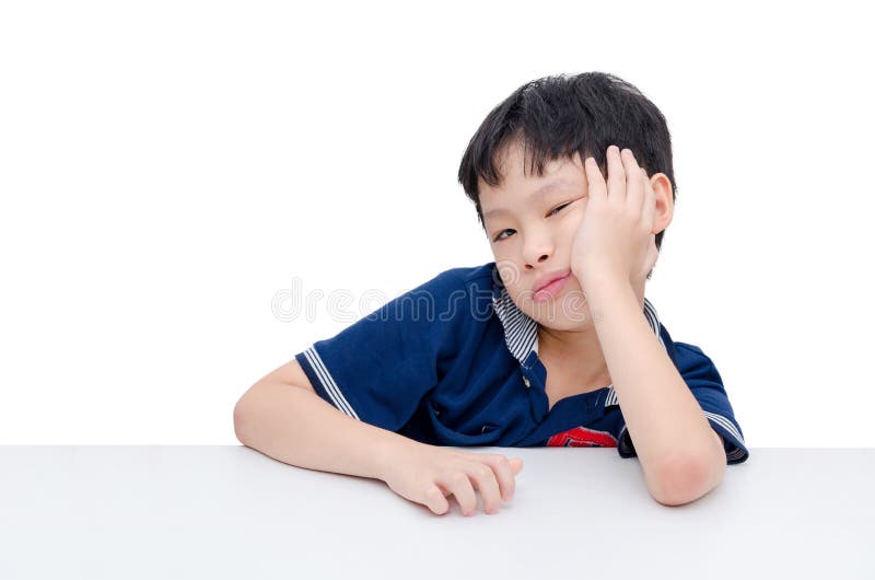 Menino Aborrecido Que Senta-se Sobre O Branco Foto de Stock - Imagem de ...