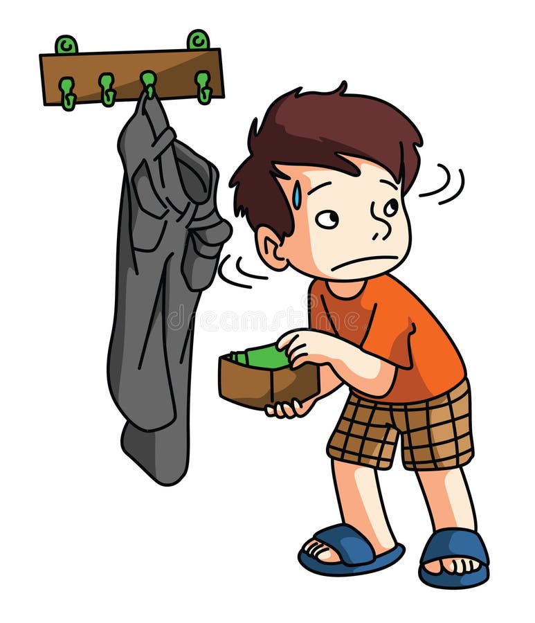Menino Que Rouba O Dinheiro Ilustração do Vetor - Ilustração de cena ...