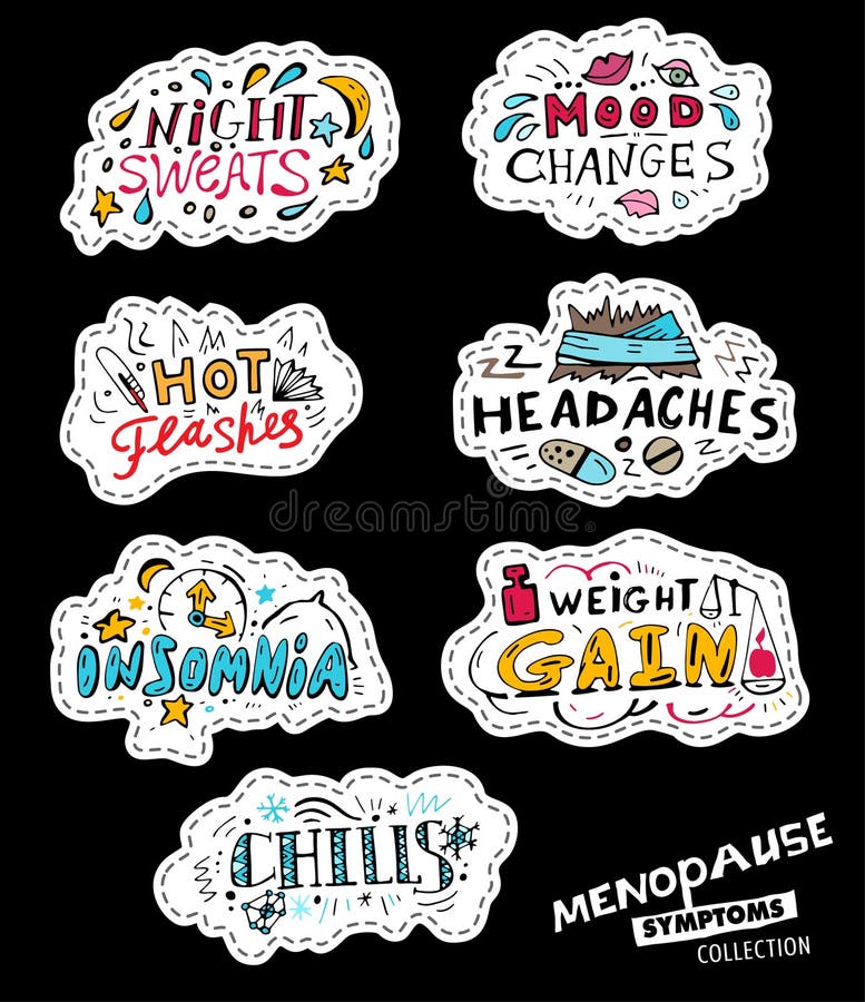 Menopause Symptoms Doodles stock vector. Illustration of female - 127935771
