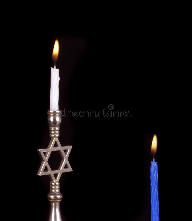 Hanukkah Menorah with Lit Candles Stock Photo - Image of jewish ...