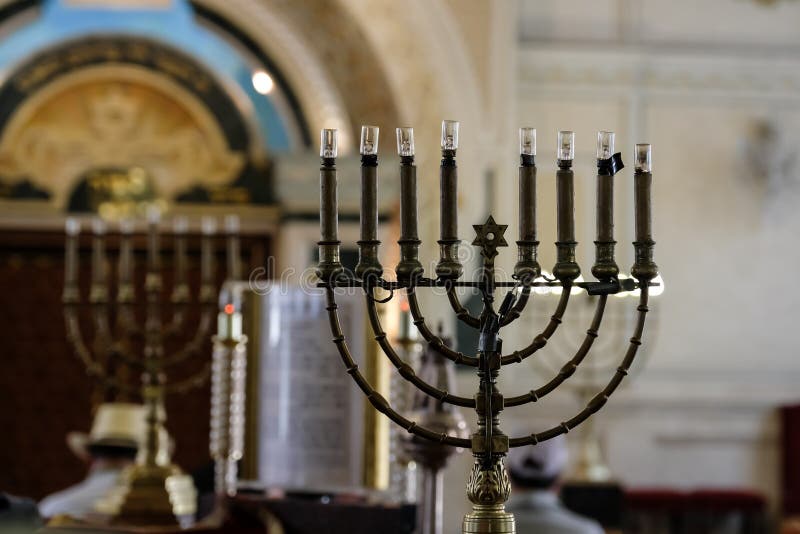 Menorah Inside the Jewish Synagogue of Cordoba Built in 1315 Stock ...