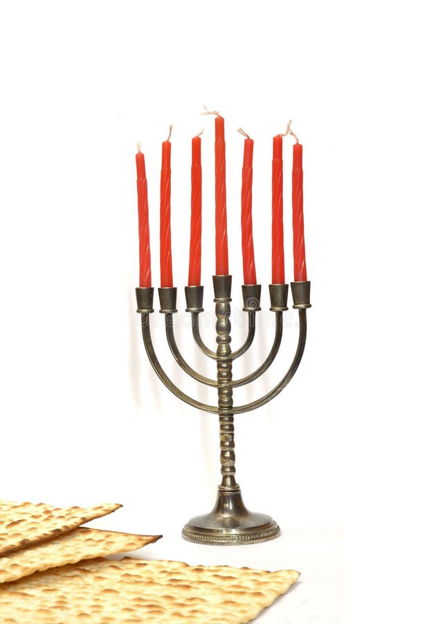 Menorah with red candles stock image. Image of brass - 46090791