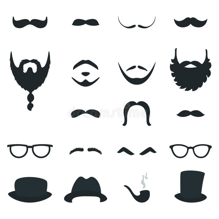 Moustache Beard Styles Stock Illustrations – 199 Moustache Beard Styles ...