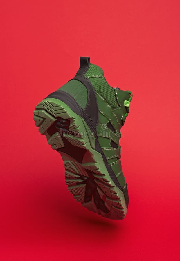 Mens Black Shoes on Red stock photo. Image of studio - 263767120