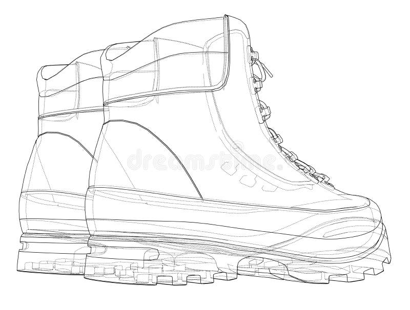 Mens Boot Concept. 3D Illustration Stock Illustration - Illustration of ...