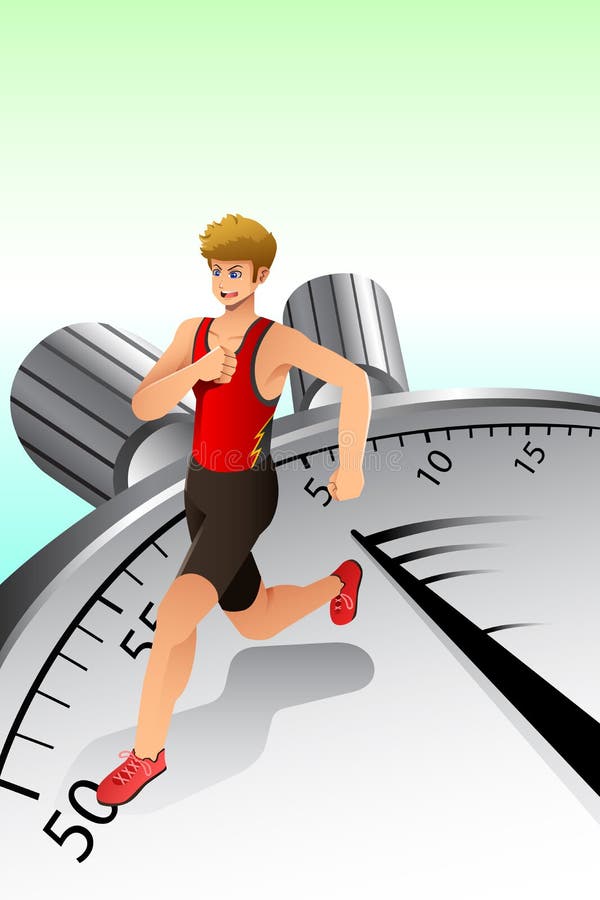 Mens Die Rond Bovenop De Chronometer Lopen Vector Illustratie ...