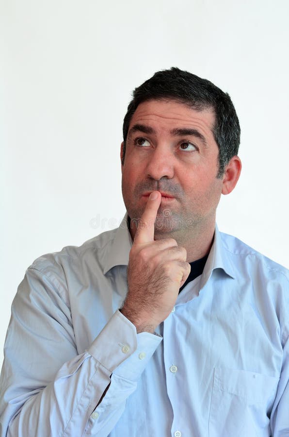 Denkende Gezichtsuitdrukking Van Een Man Stock Afbeelding - Image of ...