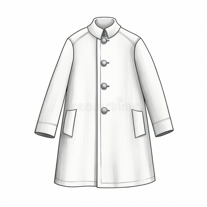 Simplified White Coat Illustration with Precisionist Style Stock ...