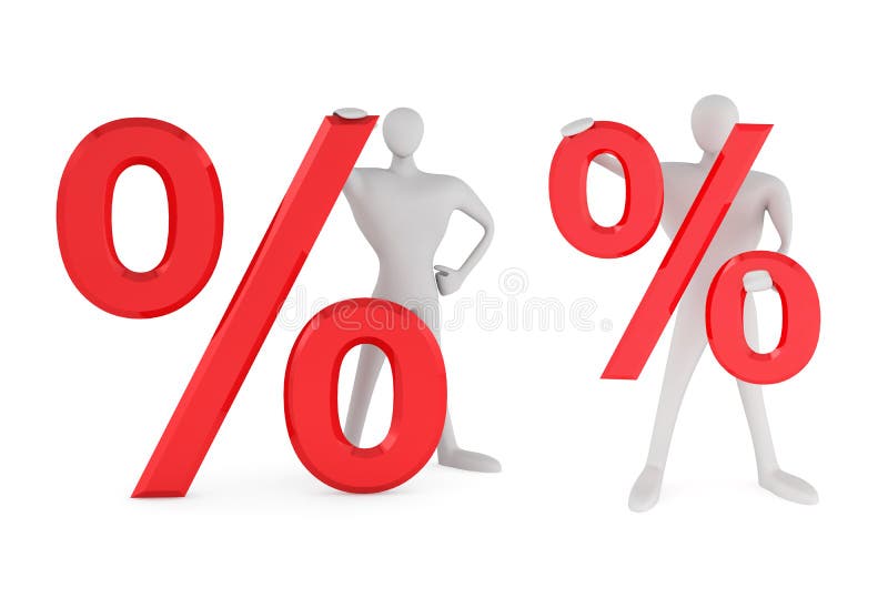 3d Persoon Met Procent Teken Stock Illustratie - Illustration of aantal ...