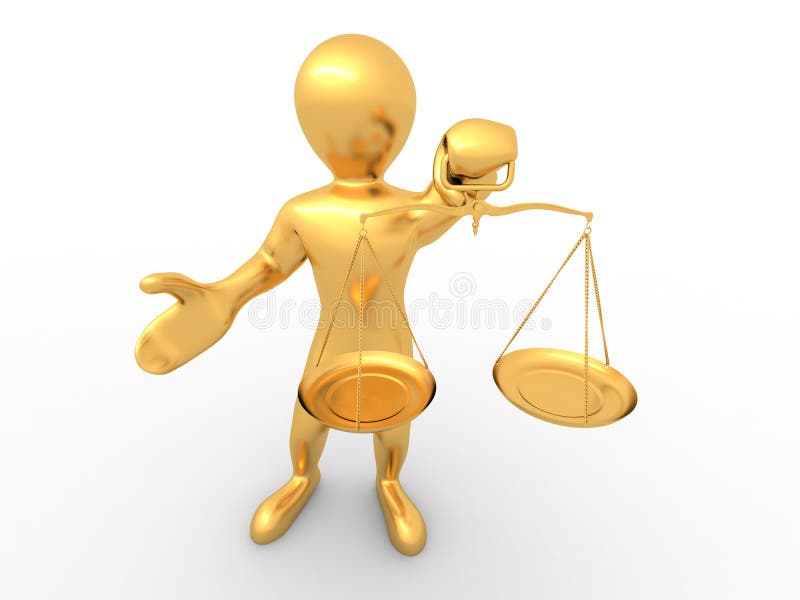 Mens Met Schaal. Symbool Van Rechtvaardigheid Stock Illustratie ...