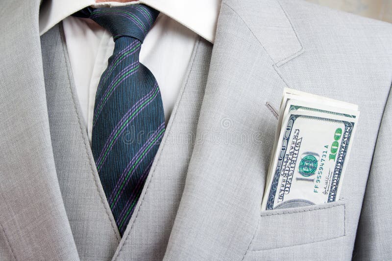 Businessman with Money in Suit Pocket Stock Image - Image of business ...