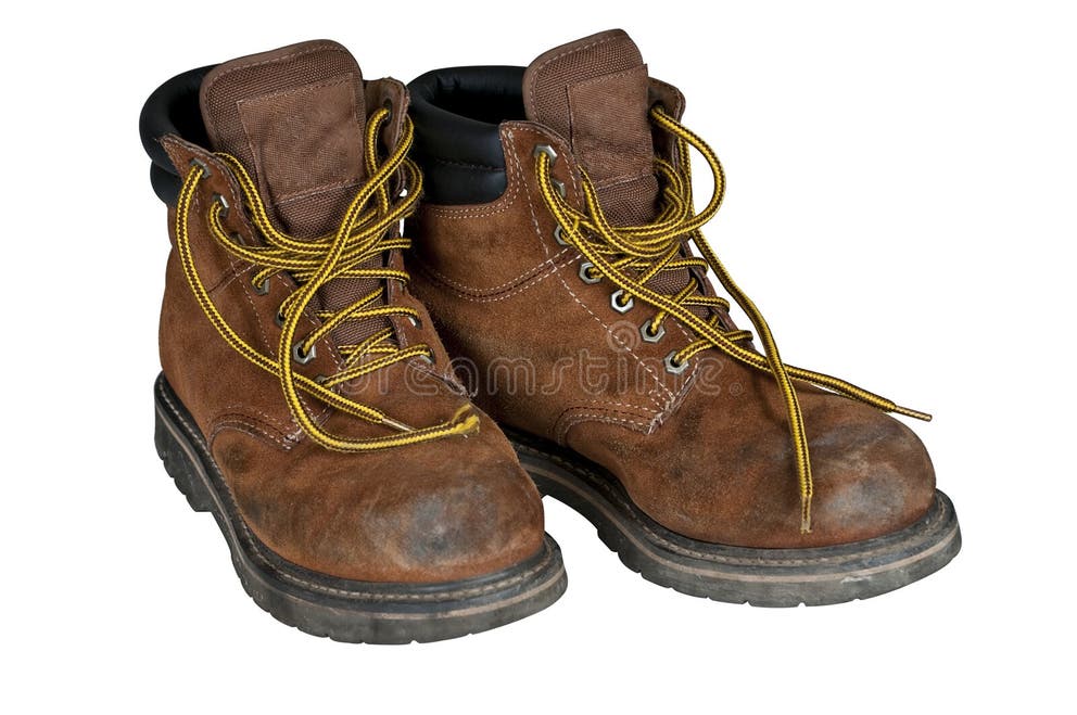 Mens work boots stock photo. Image of white, toed, untied - 7606012