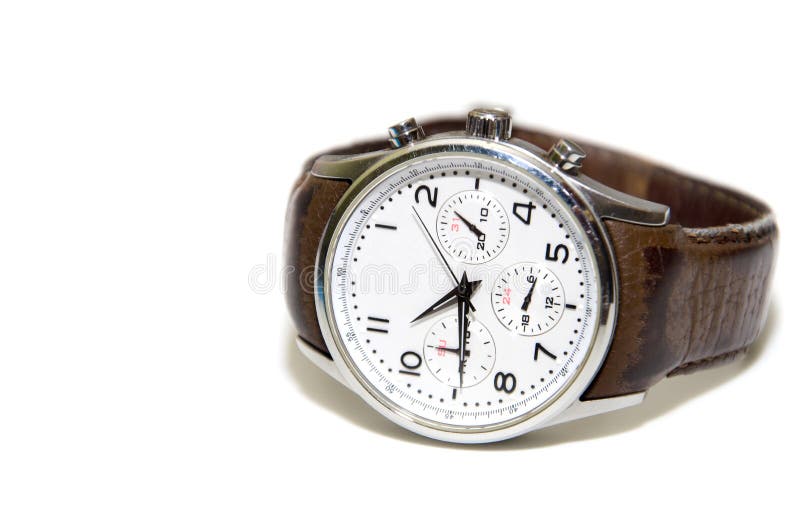 Mens Wrist Watch Isolated on White Background. Copy Space Stock Photo ...