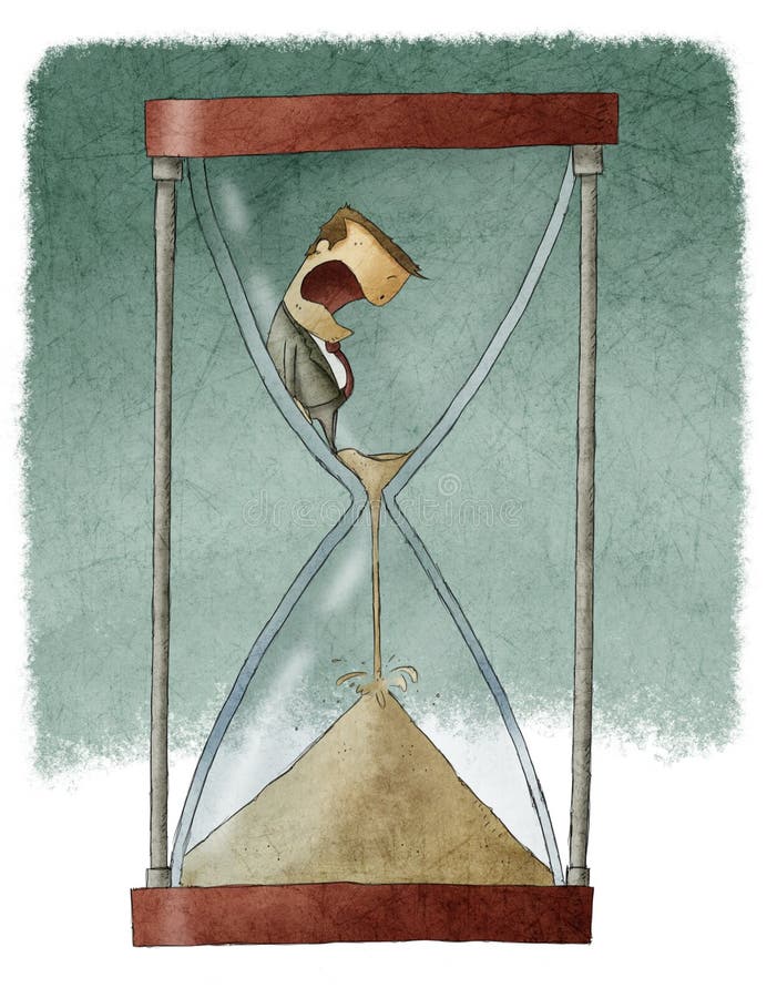 Mens met zandloper vector illustratie. Illustratie bestaande uit ...