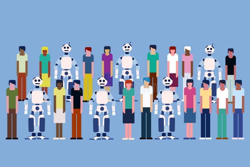 Menschen Und Roboter Arbeiten Gemeinsam an Der Entwicklung Von ...