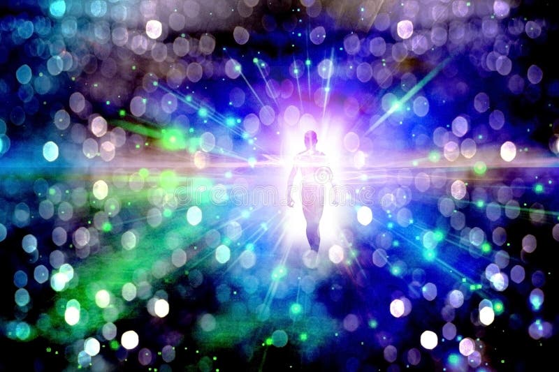 Menschliche Figur Kommt in Helles Licht Stock Abbildung - Illustration ...