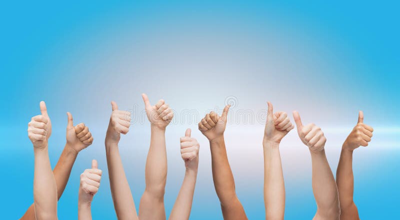 Menschliche Hände, Die Sich Daumen Zeigen Stockbild - Bild von recht ...