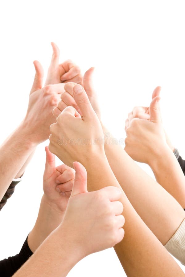 Menschliche Hände, Die Sich Daumen Zeigen Stockfoto - Bild von hilfe ...