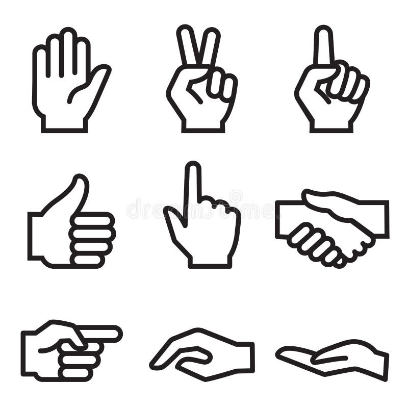 Emoji Handikonen Und Symbolsatz. Handzeichen Und Anzeichen. Vektor EPS ...