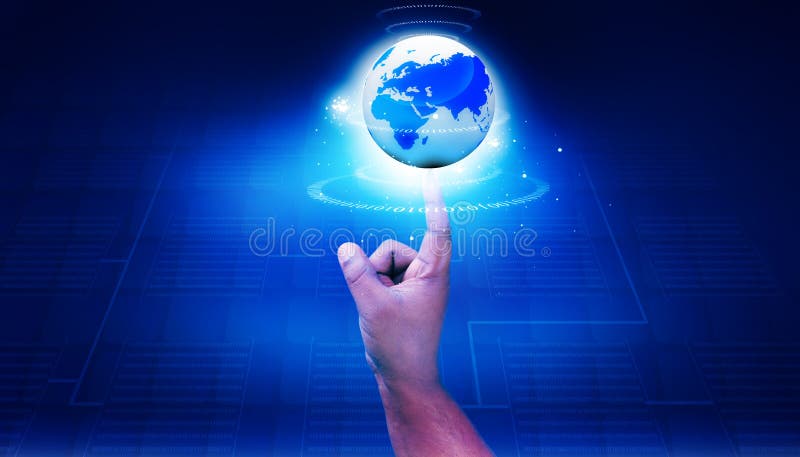 Menselijke Hand Die De Digitale Wereld Houden Stock Afbeelding - Image ...